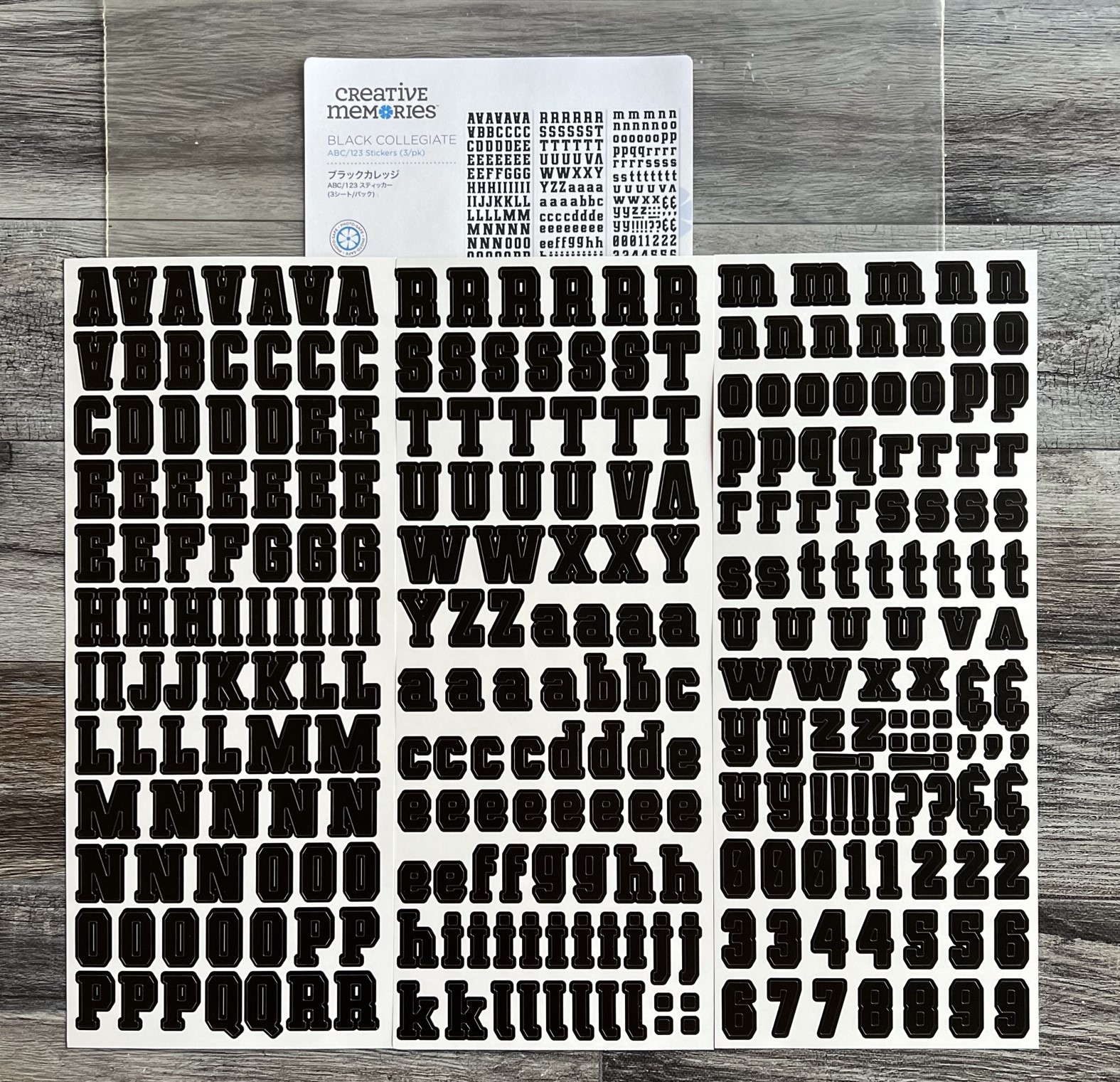 Black Collegiate ABC/123 Stickers - Tessa Scrapbooks