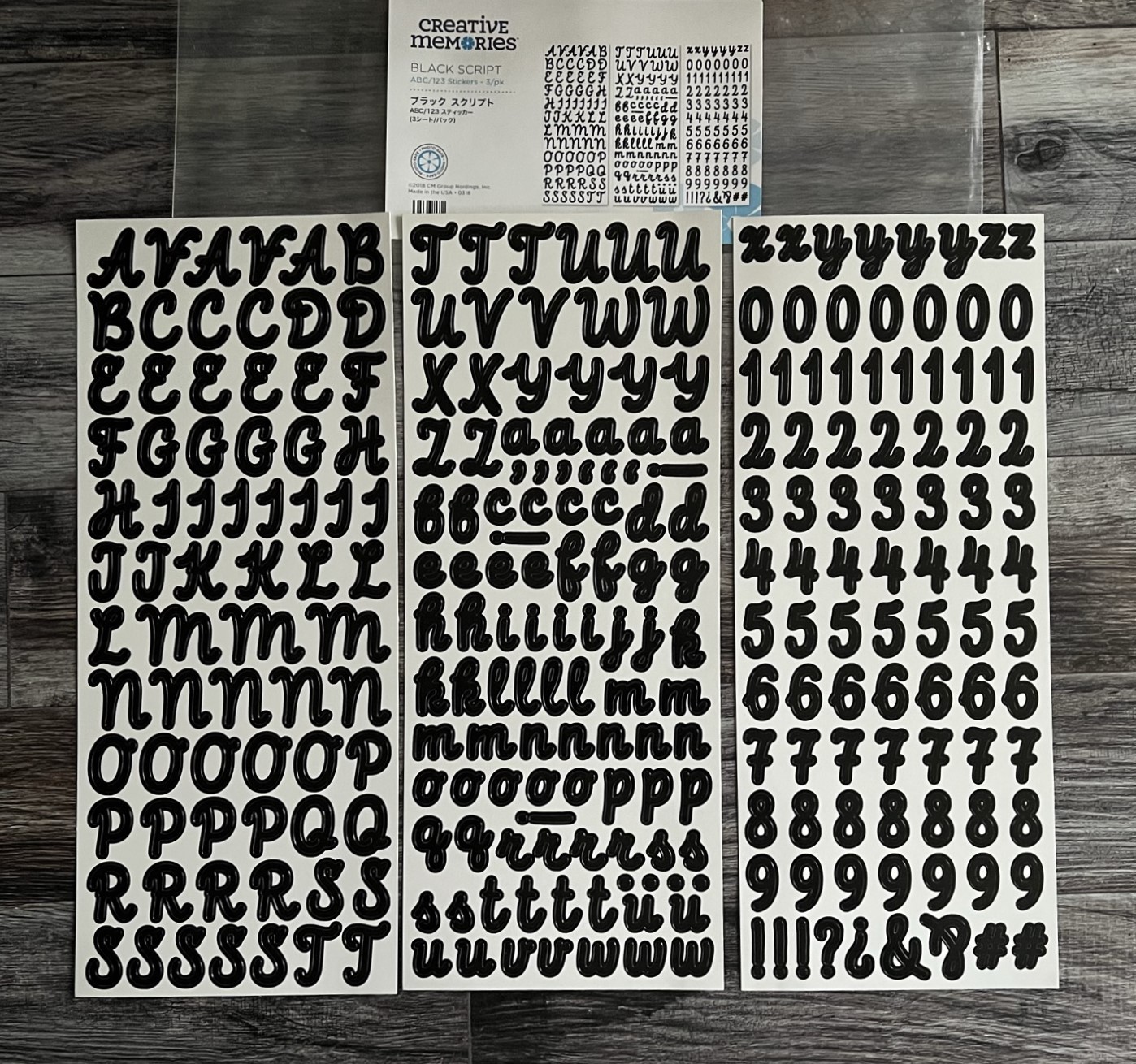 Black Script ABC/123 Stickers - Tessa Scrapbooks