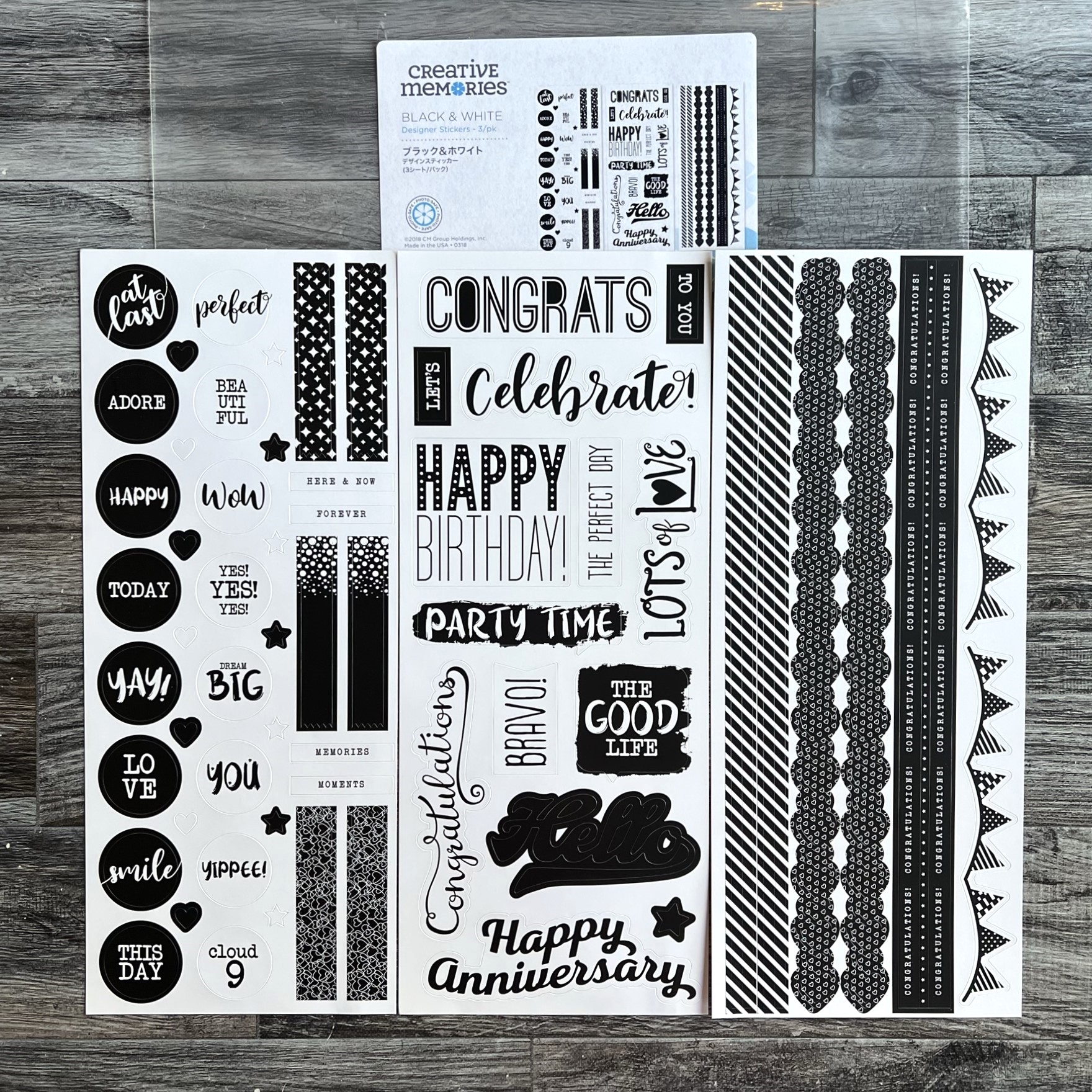 Black & White Stickers - Tessa Scrapbooks