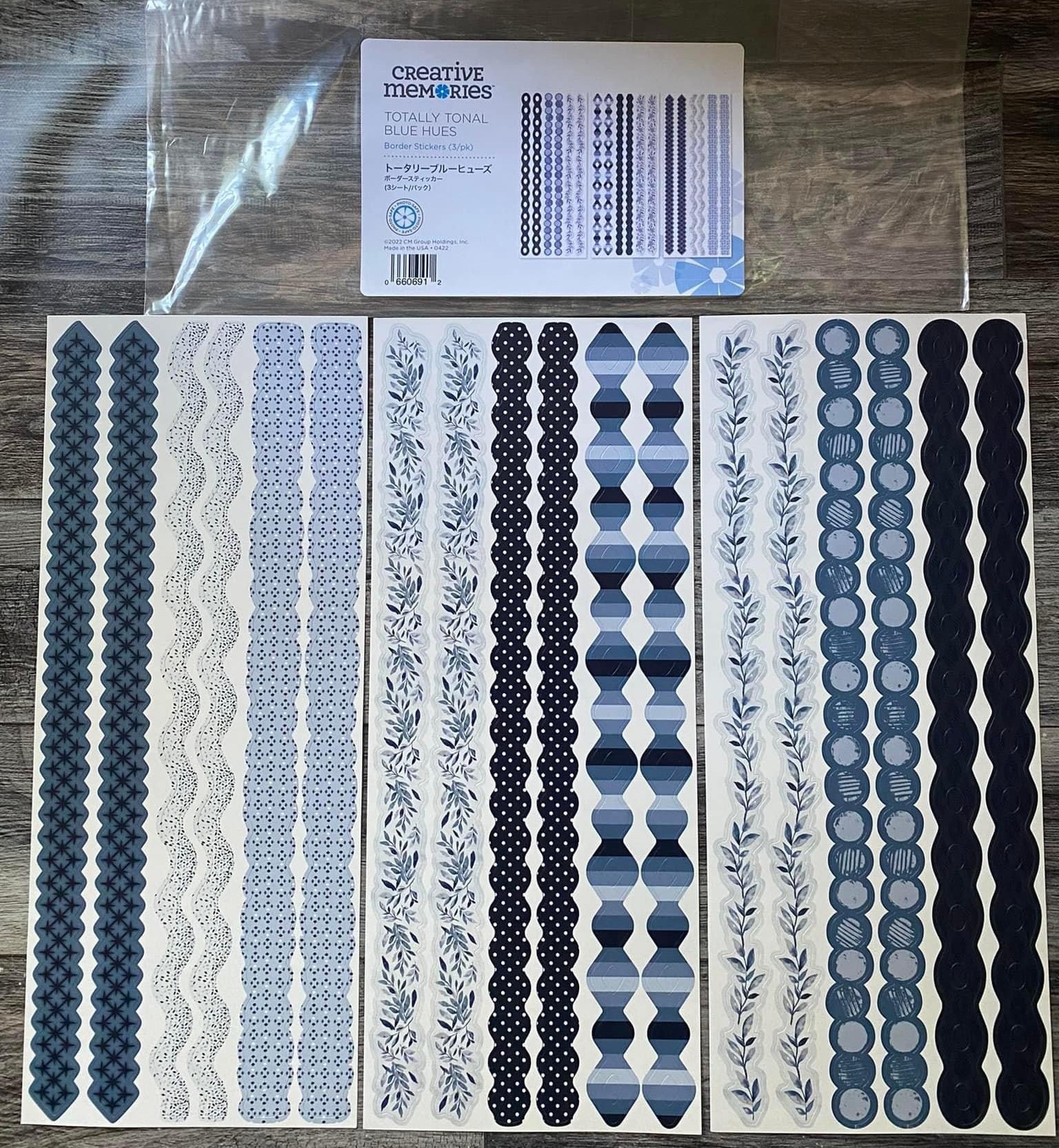 Totally Tonal Blue Hues Border Stickers - Tessa Scrapbooks