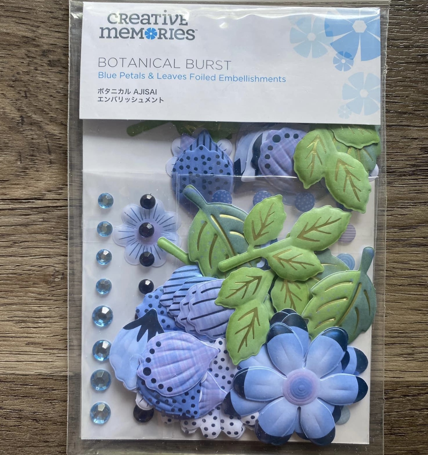 Botanical Burst Blue Petals & Leaves Foiled Embellishments - Tessa ...