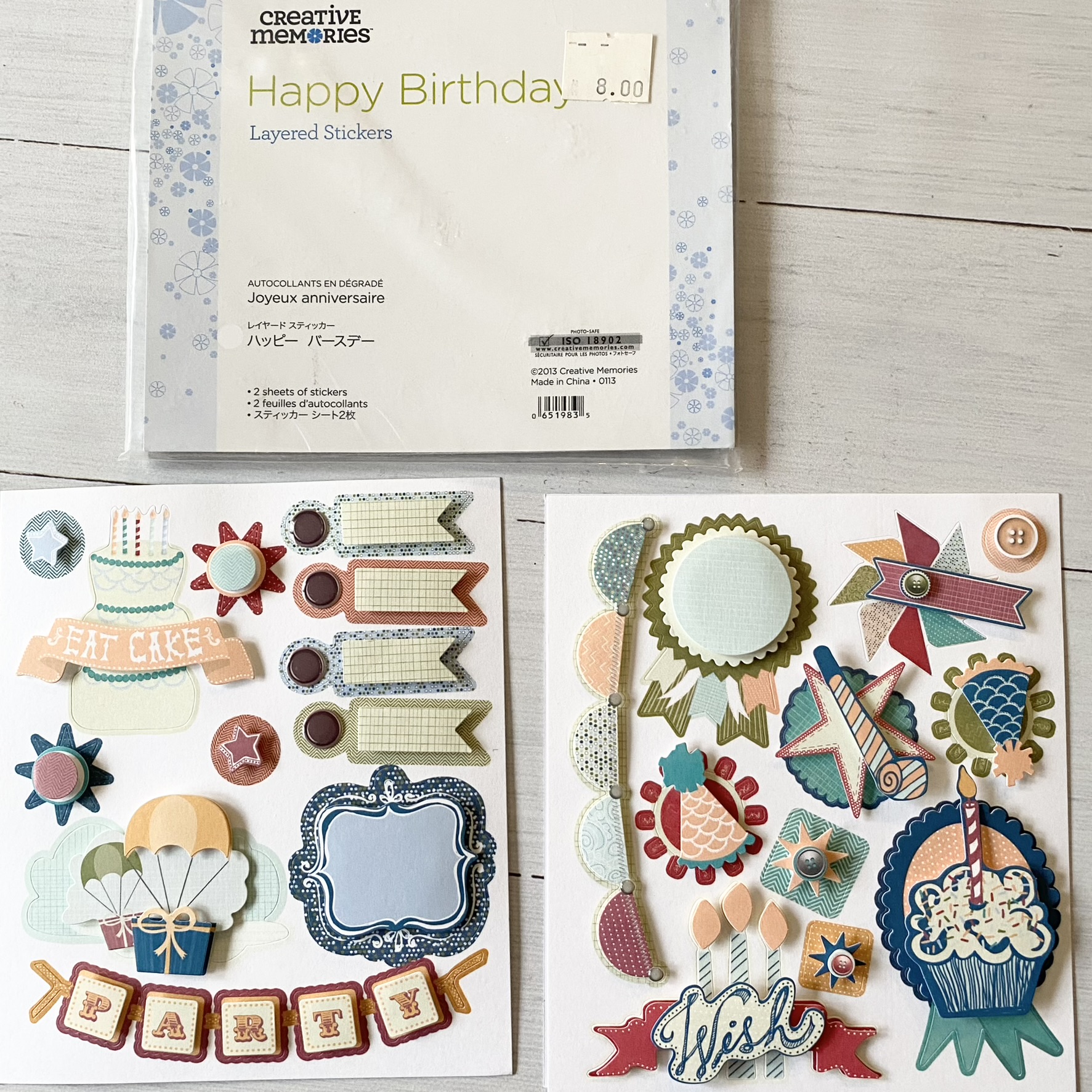 Happy Birthday Layered Stickers - Tessa Scrapbooks