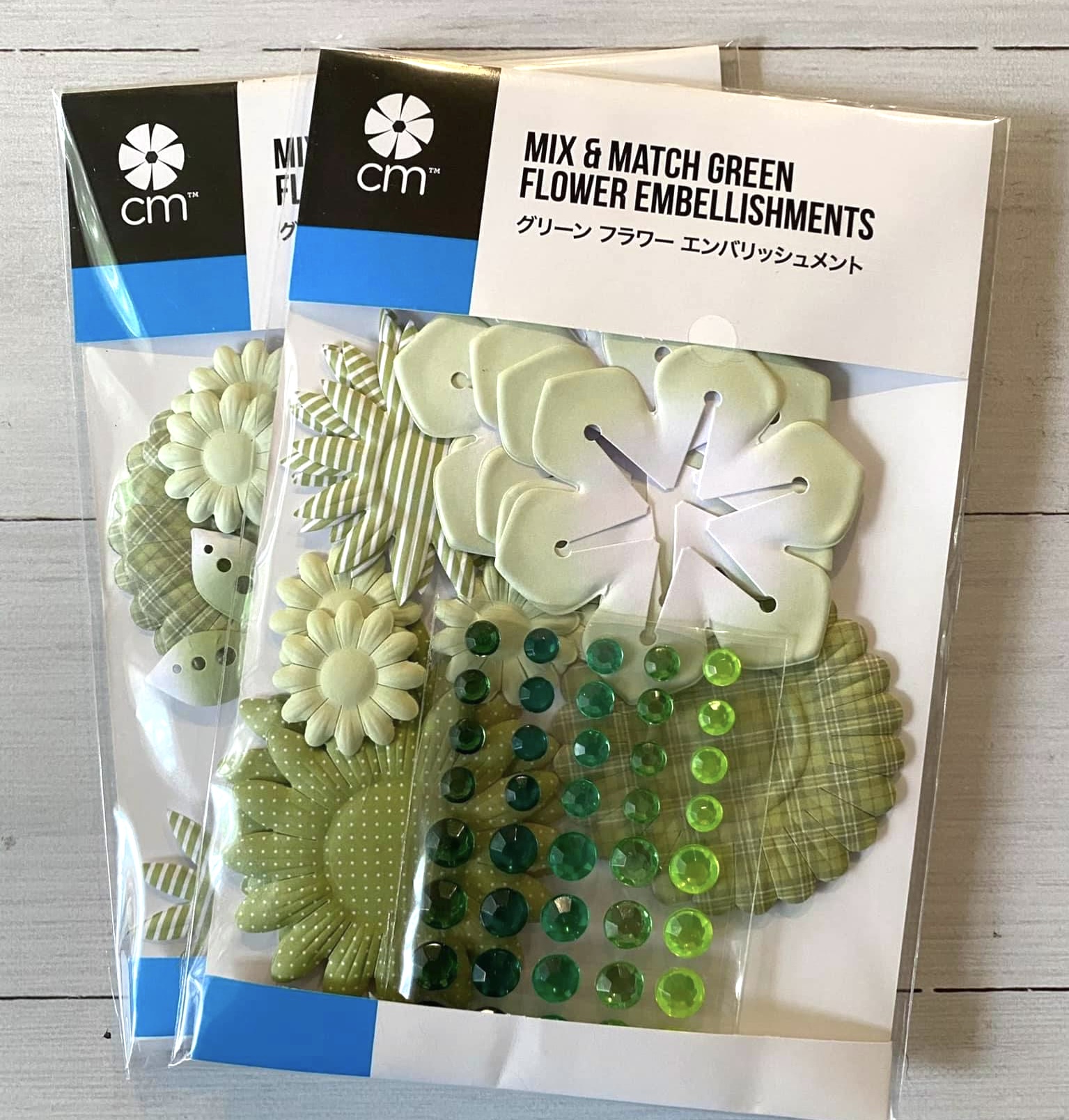 Mix and Match Green Flower Embellishments – Tessa Scrapbooks