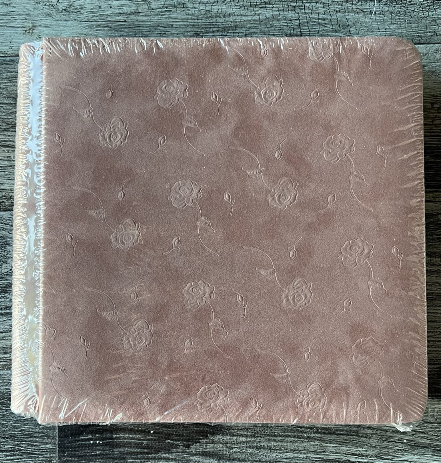 7x7 Embossed Dusty Rose Roses Album w/ White Pages - Tessa Scrapbooks