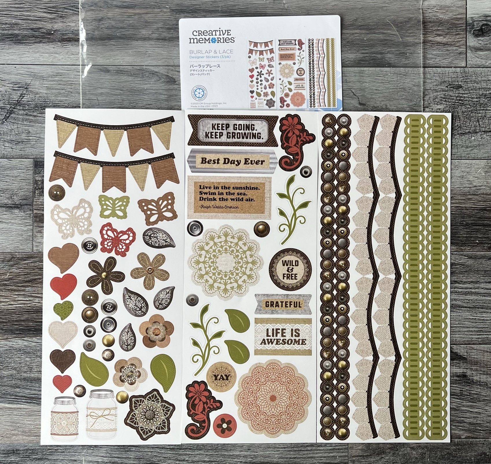 Burlap & Lace Stickers - Tessa Scrapbooks