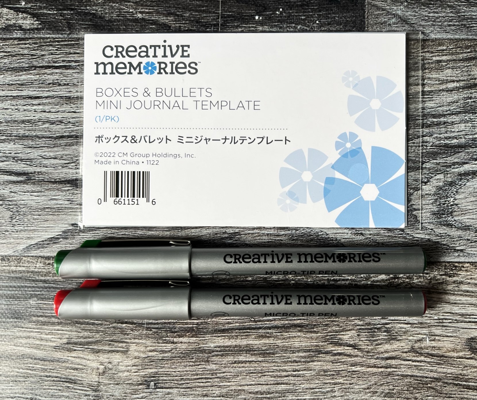 Boxes & Bullets Template with Red & Green Pens - Tessa Scrapbooks