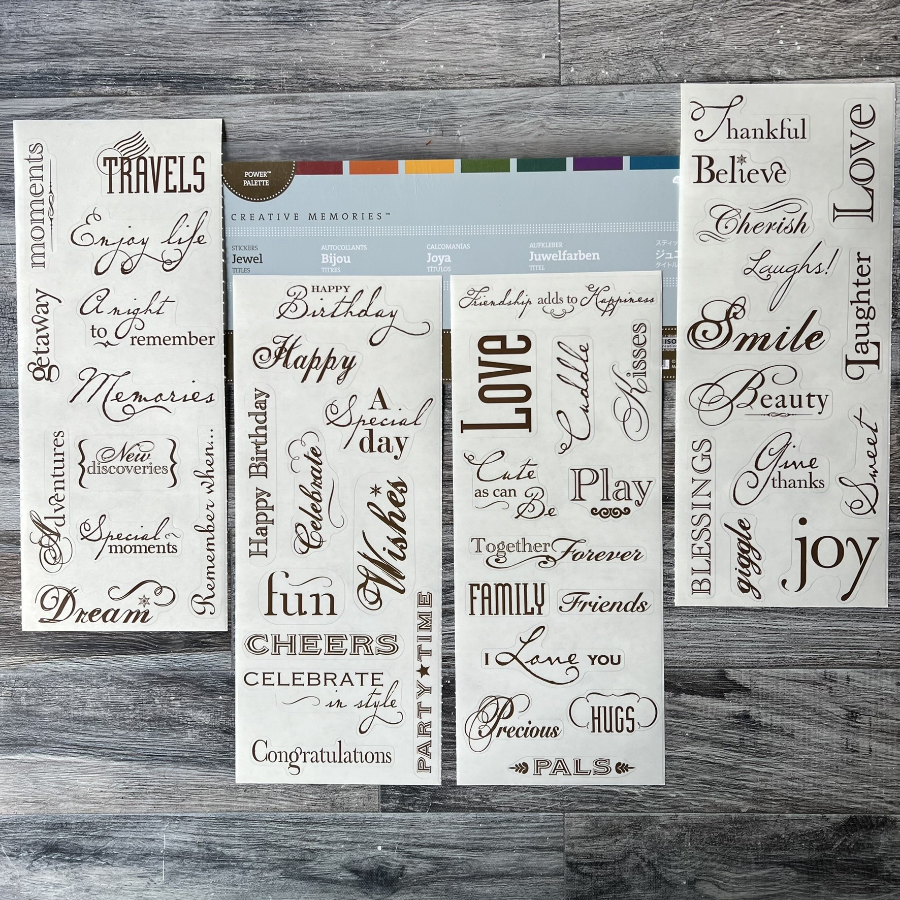 Jewel Title Stickers 4/pack - Tessa Scrapbooks