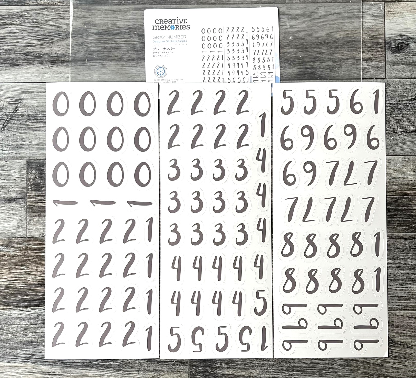 Gray Number Stickers - Tessa Scrapbooks
