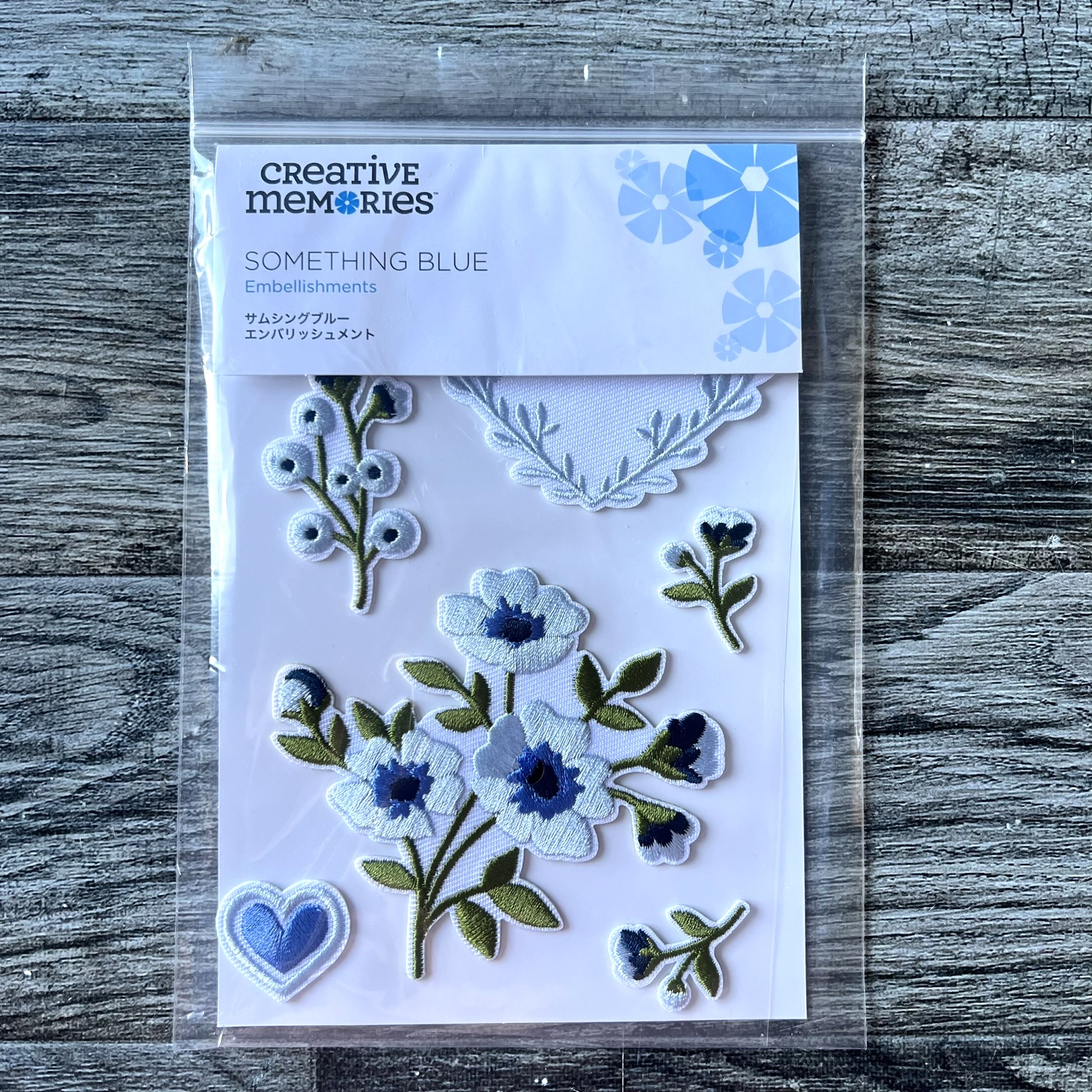 Something Blue Embroidered Embellishments - Tessa Scrapbooks
