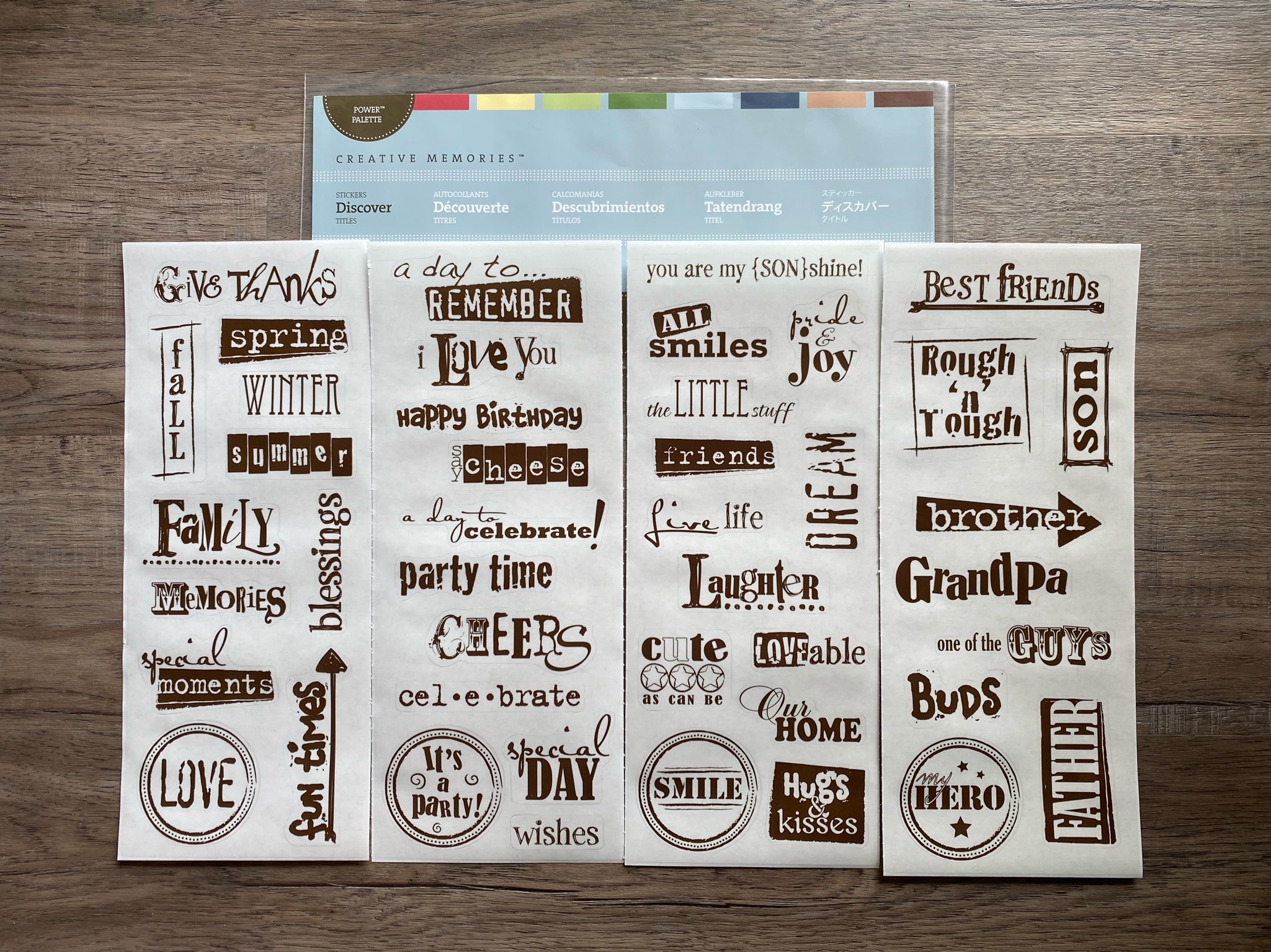 Discover Title Stickers 4/pack - Tessa Scrapbooks