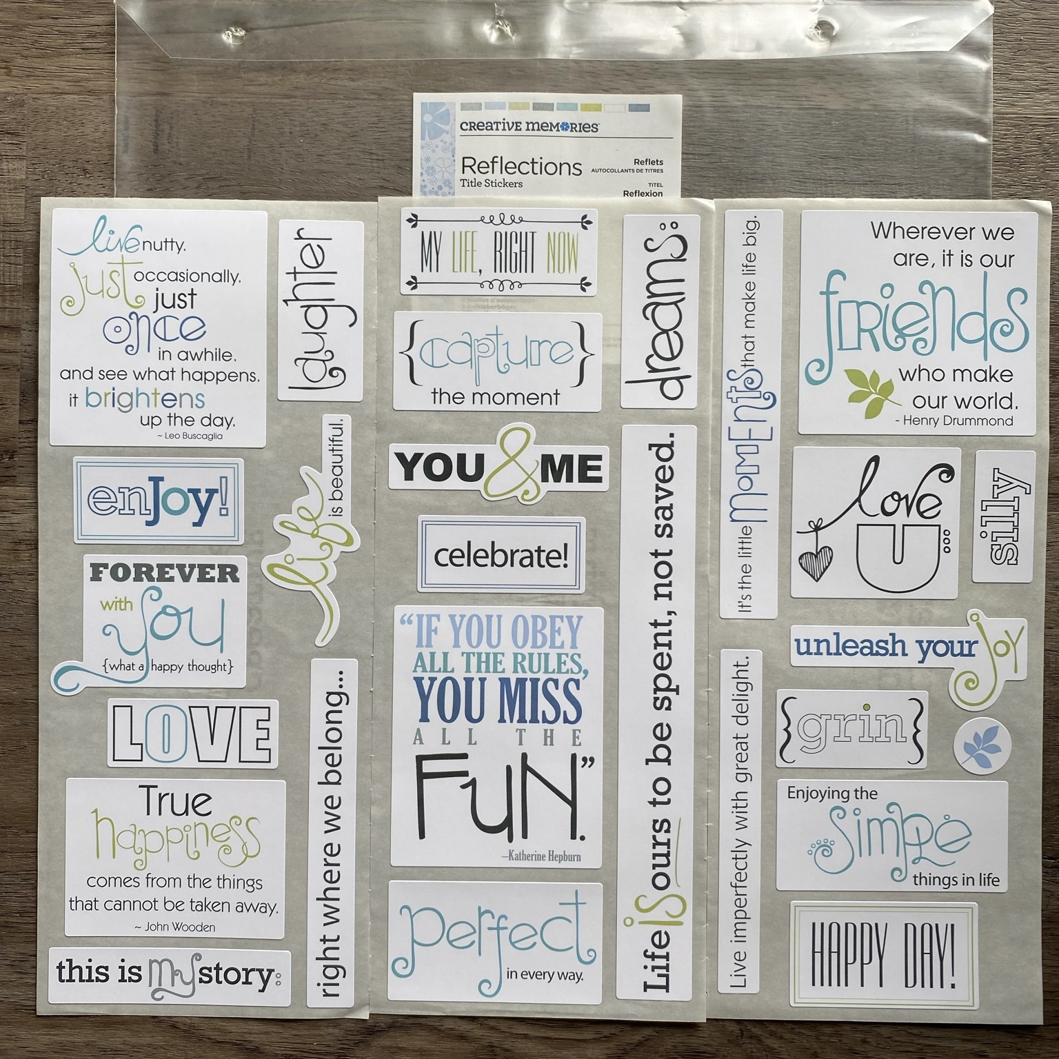 Reflections Title Stickers - Tessa Scrapbooks