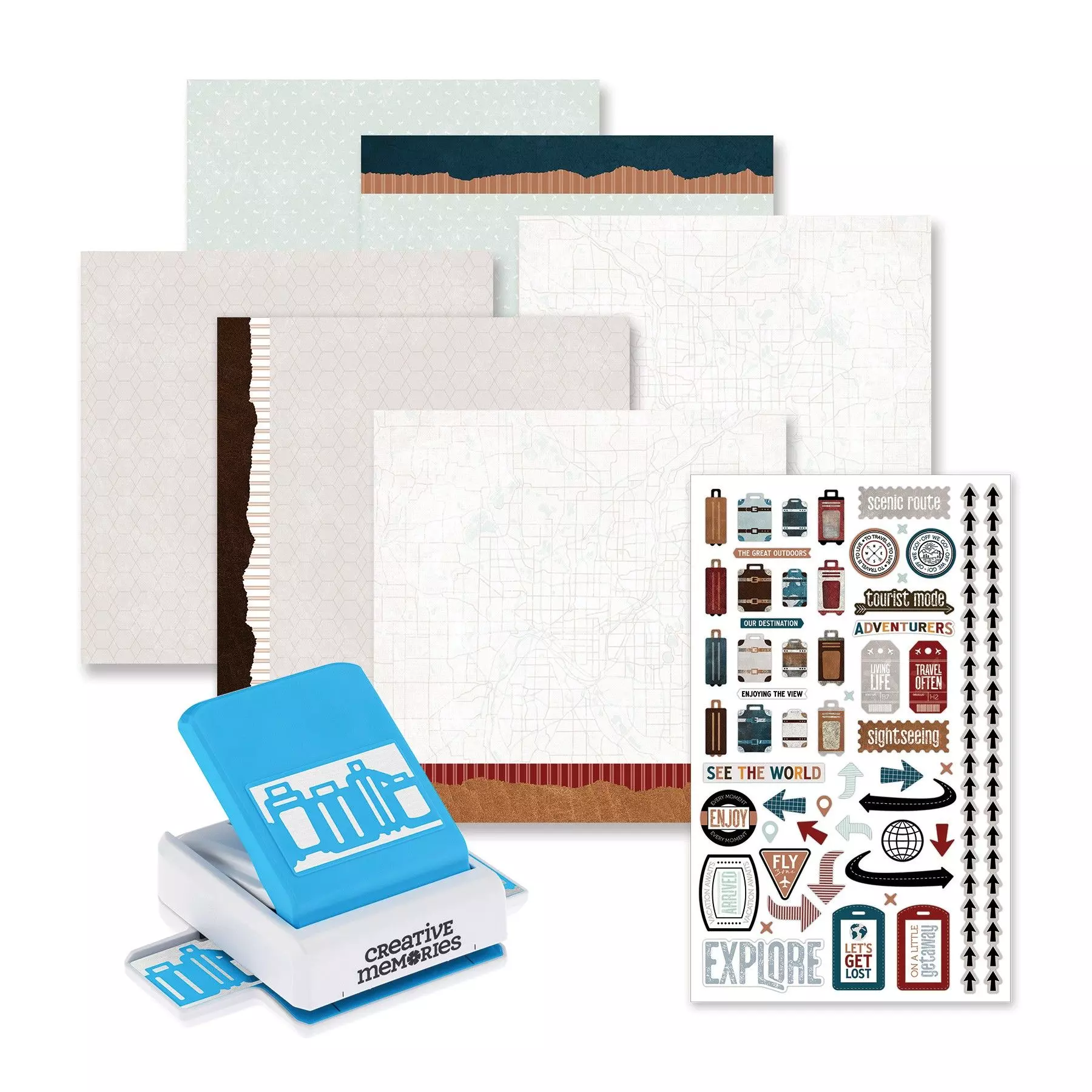 Wanderlust F2F Paper & Luggage Border Punch Bundle - Tessa Scrapbooks