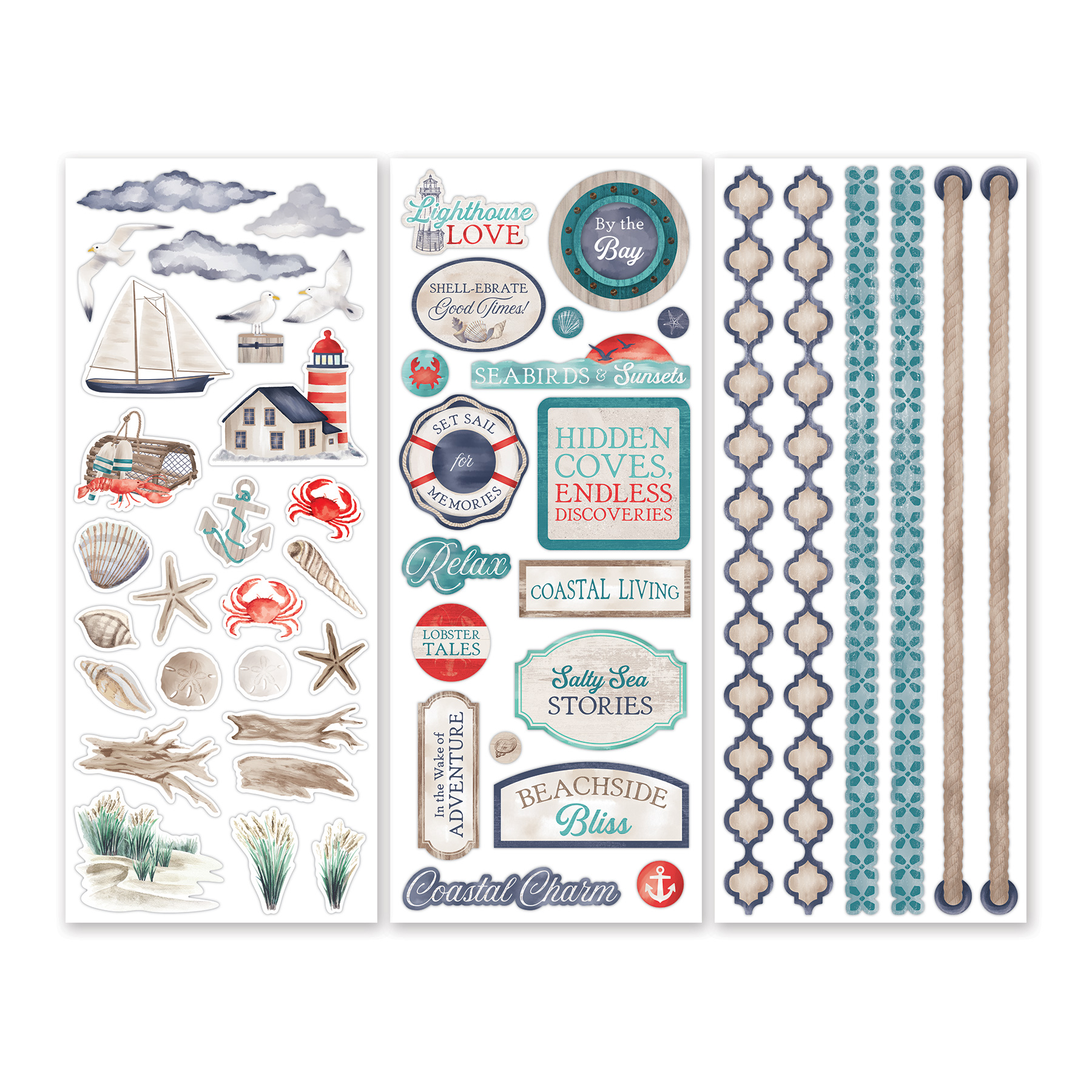 Coastal Shore Stickers - Tessa Scrapbooks