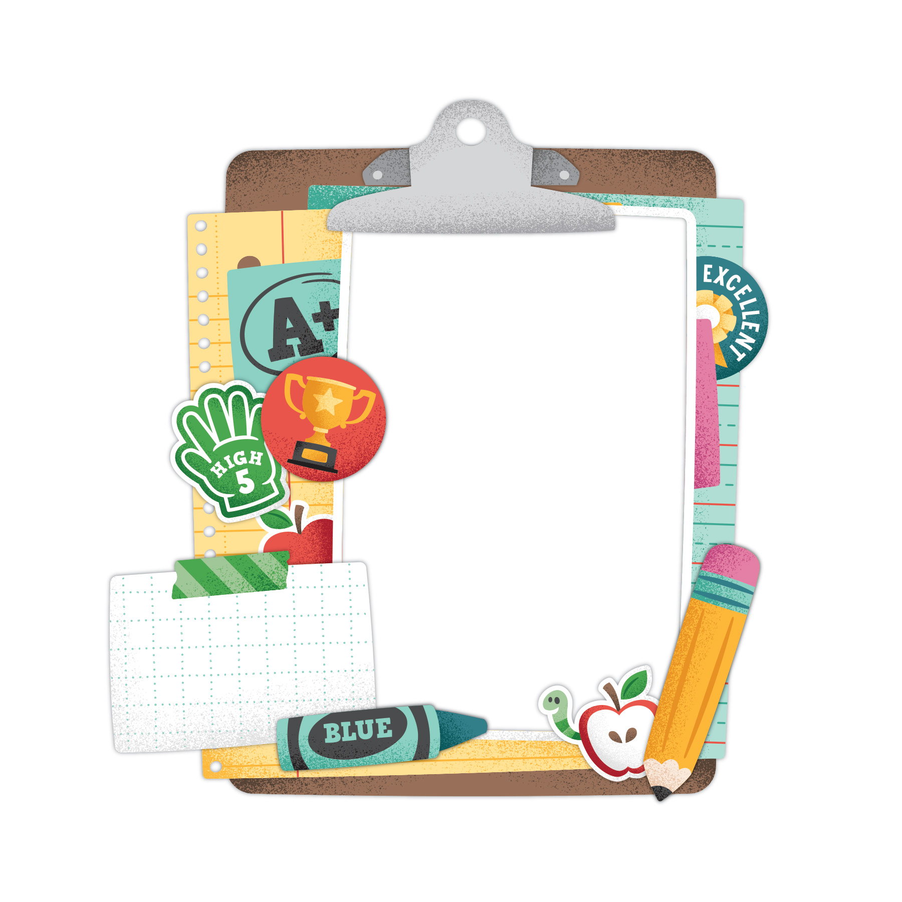 School Dayz XL Layered Clipboard Frame Embellishments - Tessa Scrapbooks