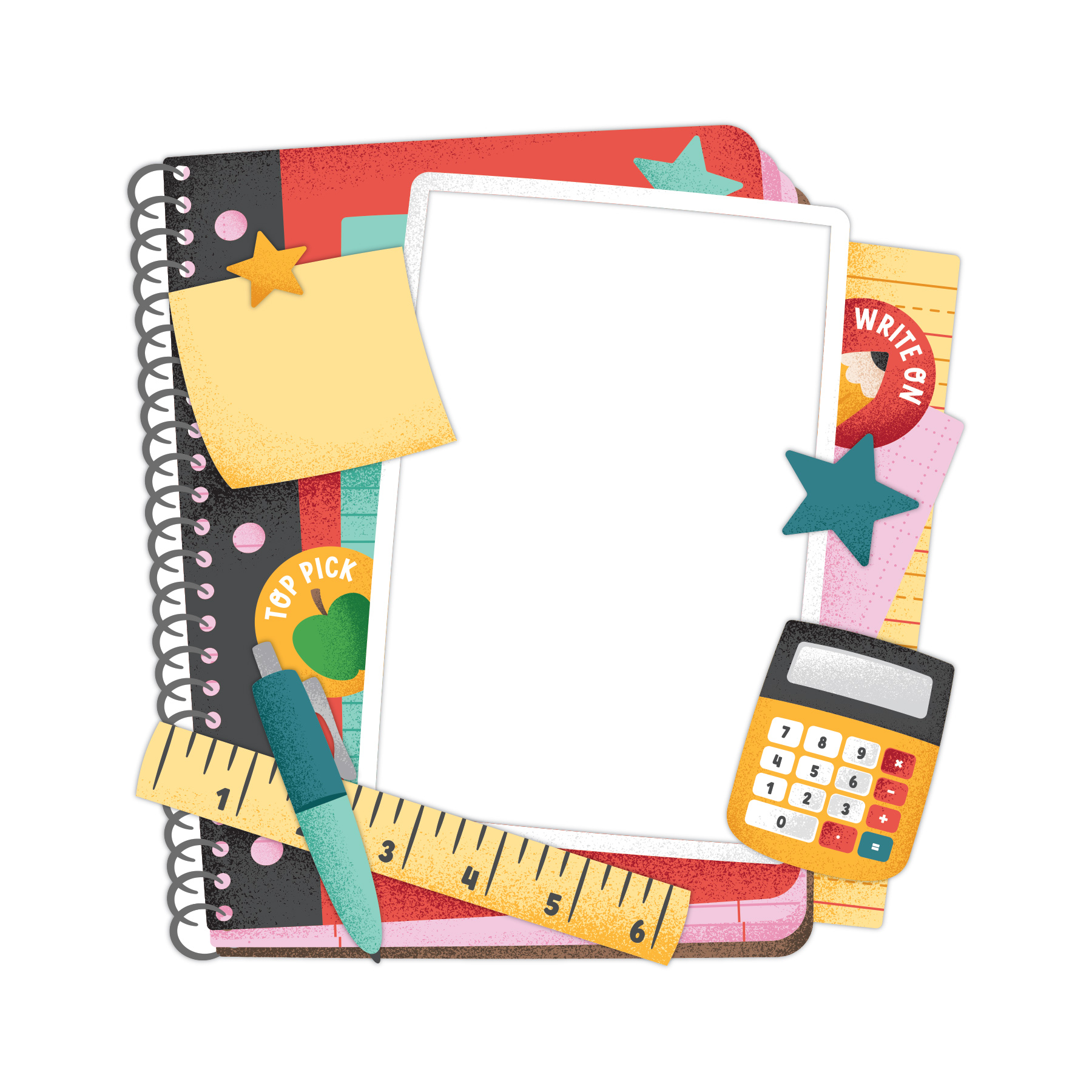 School Dayz XL Layered Notebook Frame Embellishments - Tessa Scrapbooks