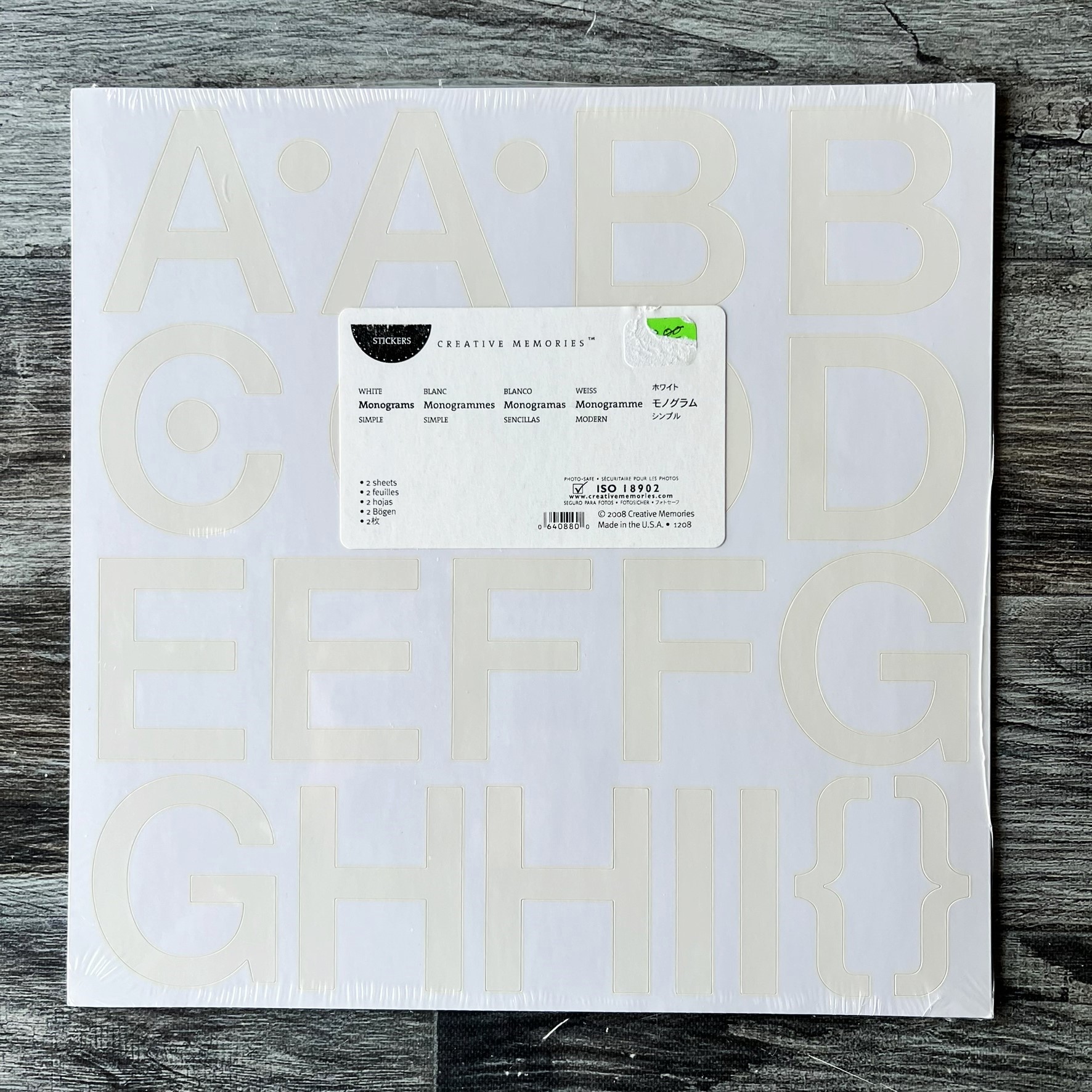 White Simple ABC Monograms Stickers - Tessa Scrapbooks