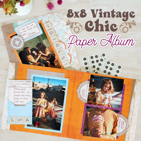Vintage Chic 8x8 Paper Album - Tessa Scrapbooks
