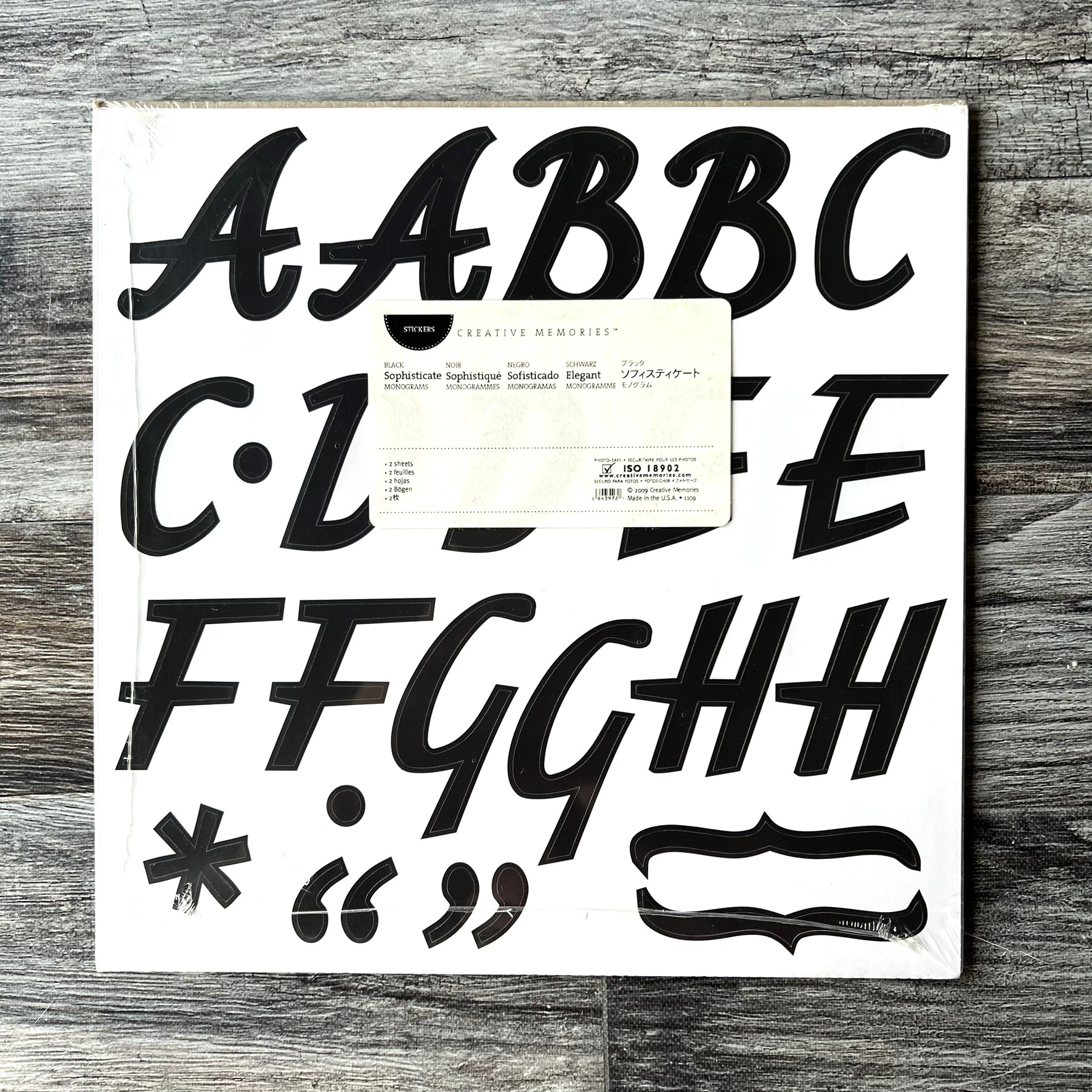 Black Sophisticate ABC Monograms Stickers - Tessa Scrapbooks