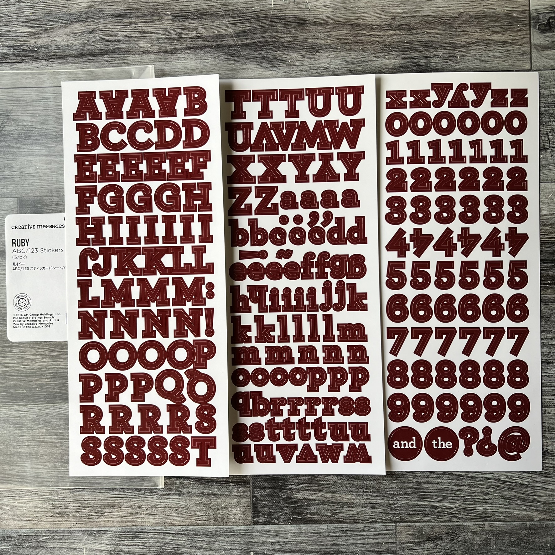 Ruby ABC/123 Letter Stickers by Creative Memories - Tessa Scrapbooks