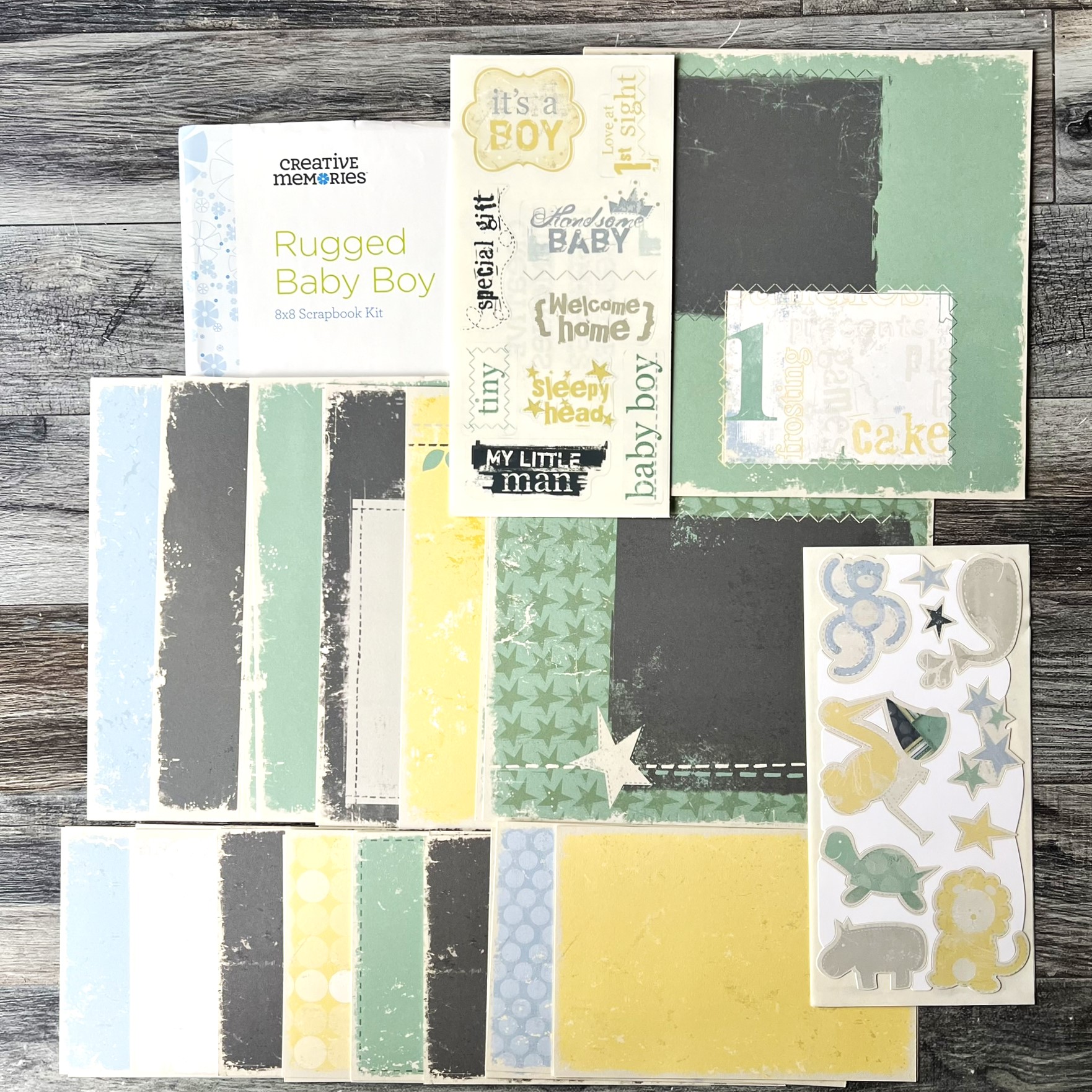 8x8 Rugged Baby Boy Scrapbook Album Kit - Tessa Scrapbooks