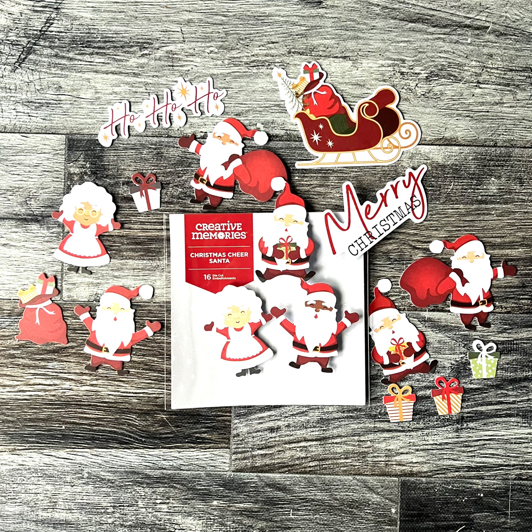 Christmas Cheer Santa Embellishments 16/pack - Tessa Scrapbooks