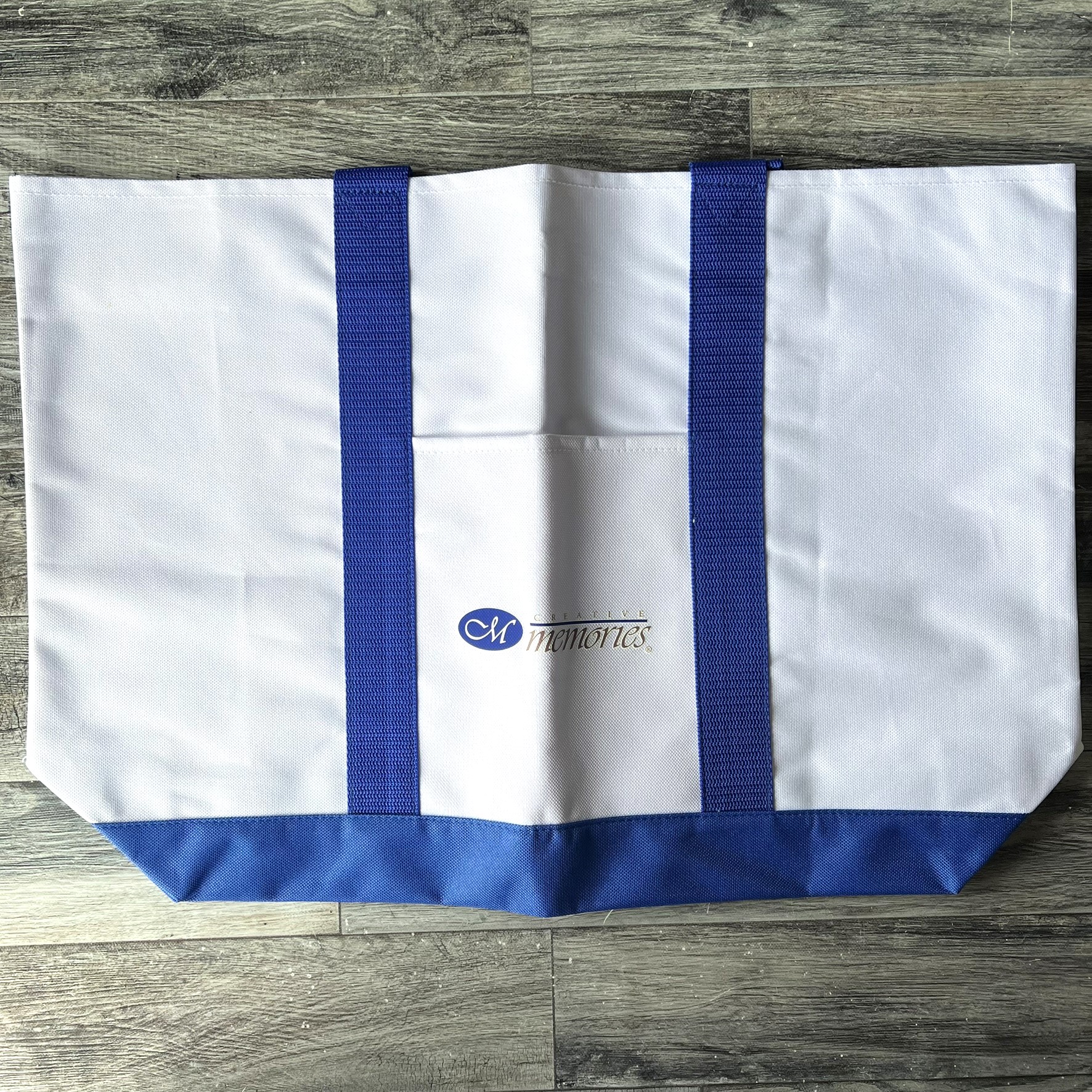 Large Blue & White Canvas Tote Bag by Creative Memories - New - Tessa ...