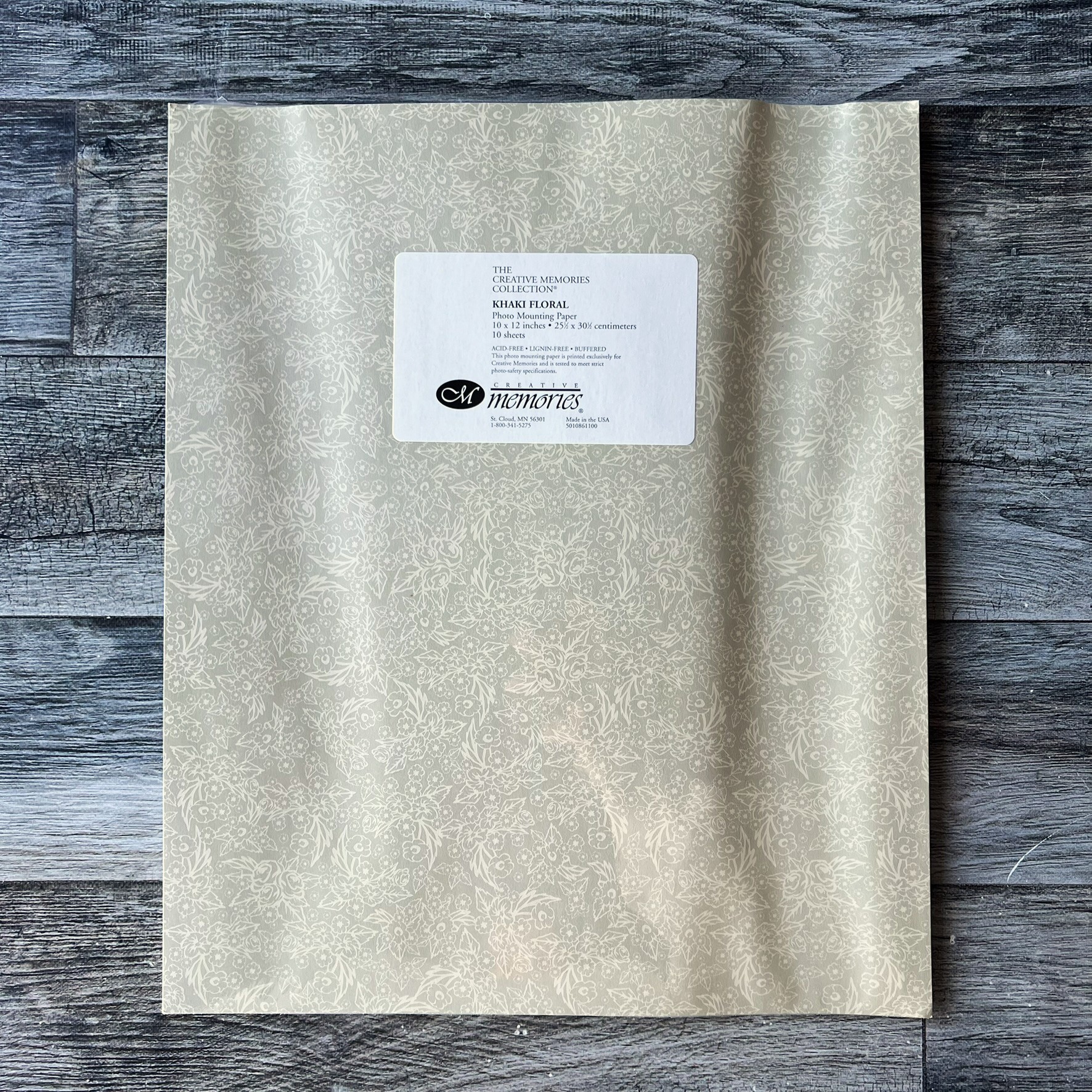 Khaki Floral 10x12 Paper by Creative Memories - Tessa Scrapbooks