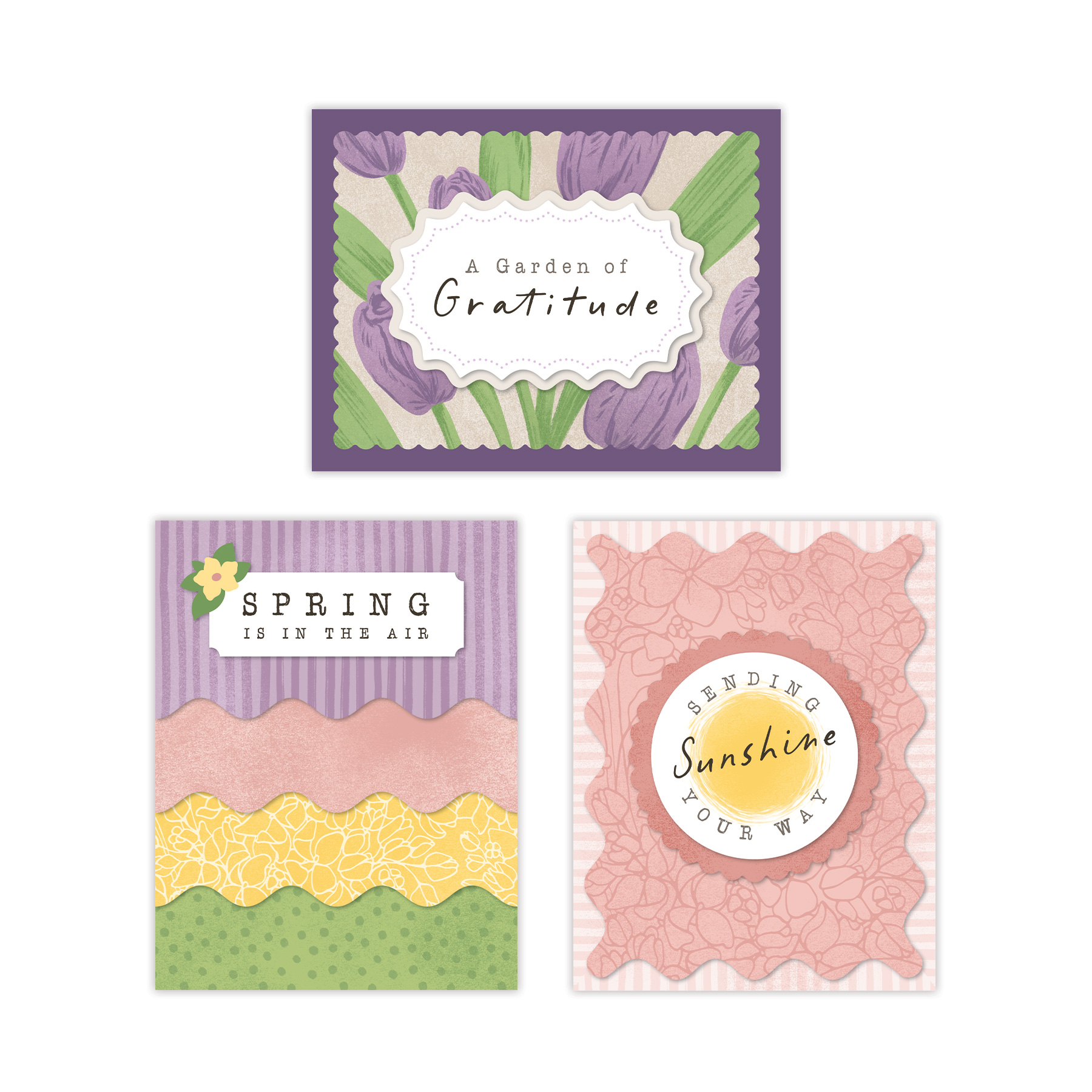 Springtime Sentiments Trio Card Kit - Tessa Scrapbooks