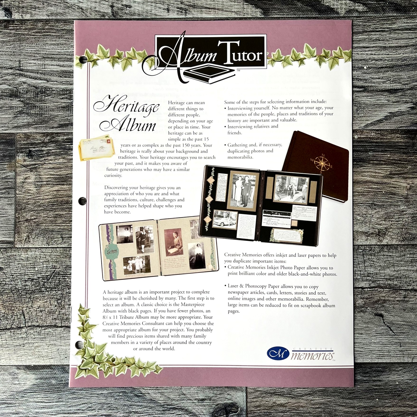 Album Tutor Heritage Album Inspiration Booklet - Tessa Scrapbooks