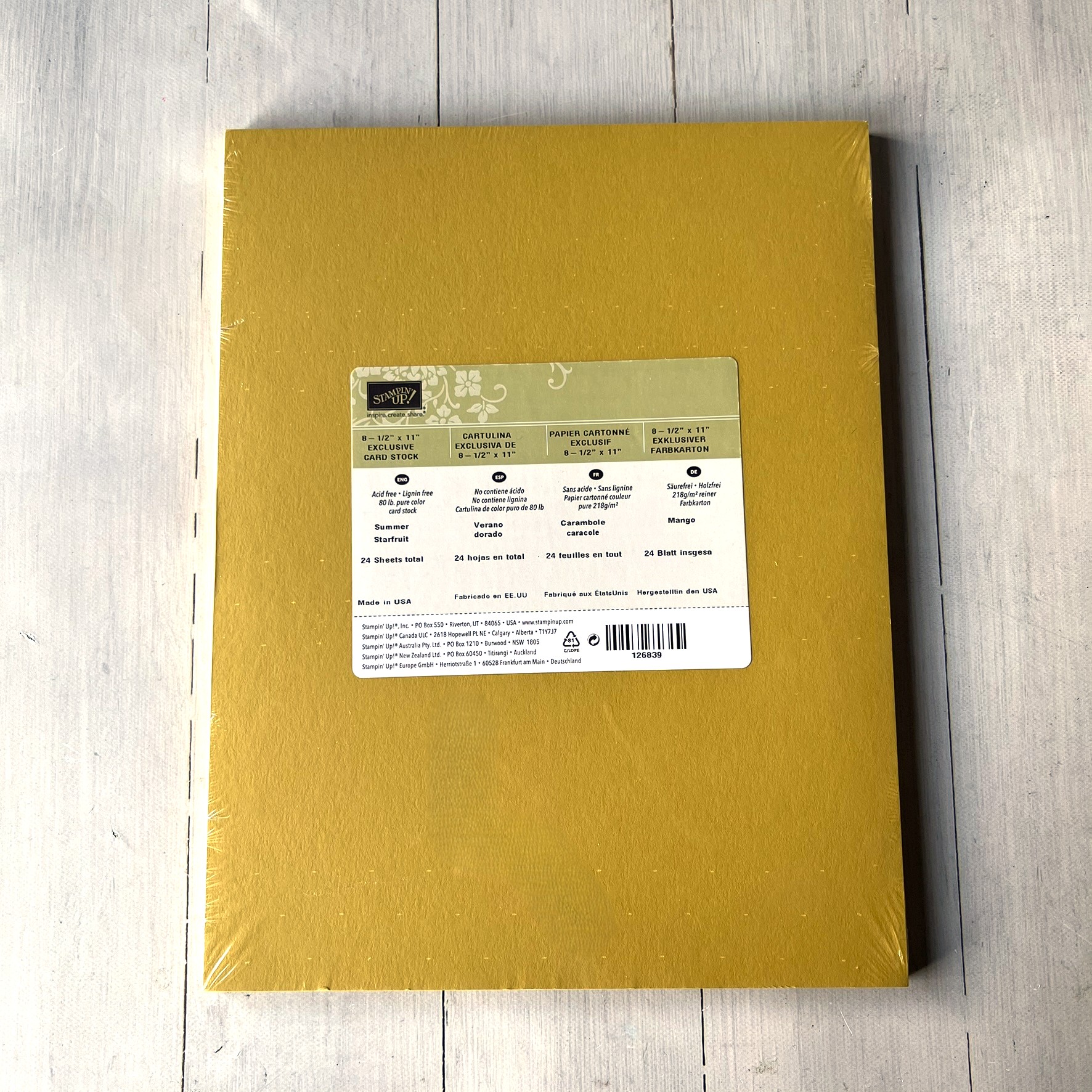 8.5 x 11" Summer Starfruit Cardstock by Stampin' Up - Tessa Scrapbooks