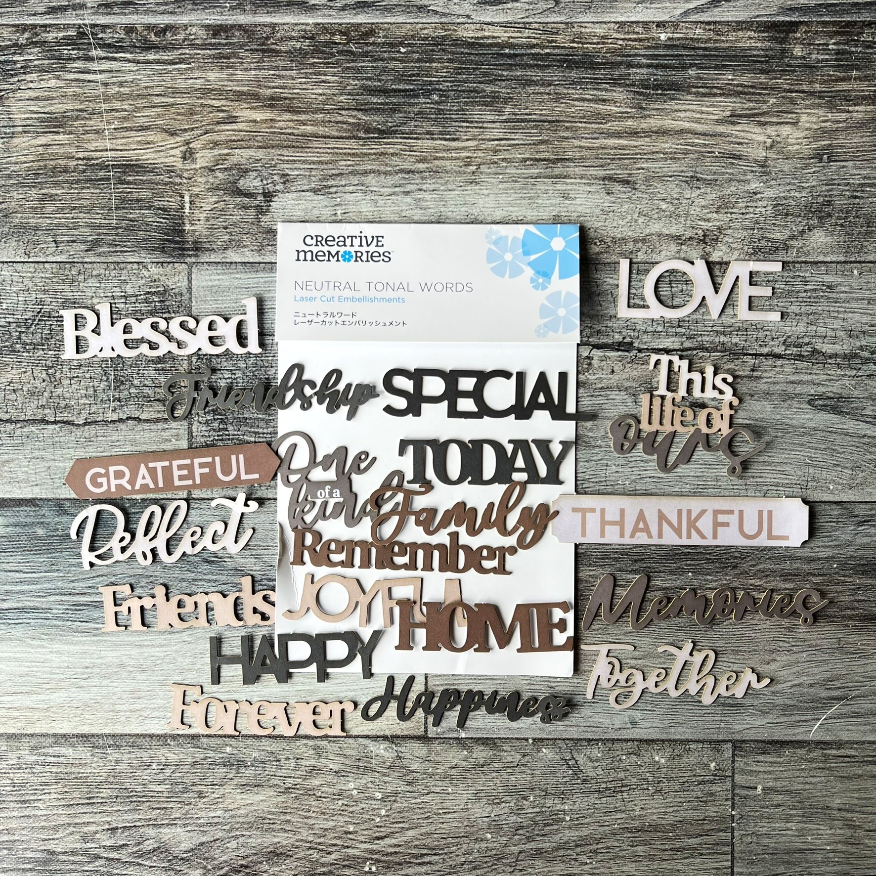 Neutral Tonal Words Laser Word Embellishments by Creative Memories ...