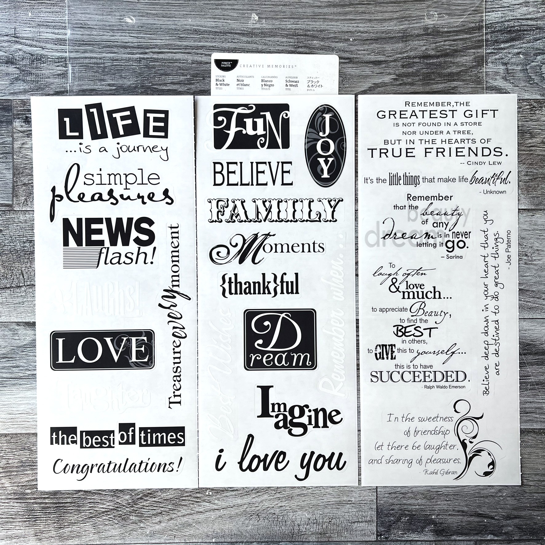 Black & White Titles Stickers - Tessa Scrapbooks