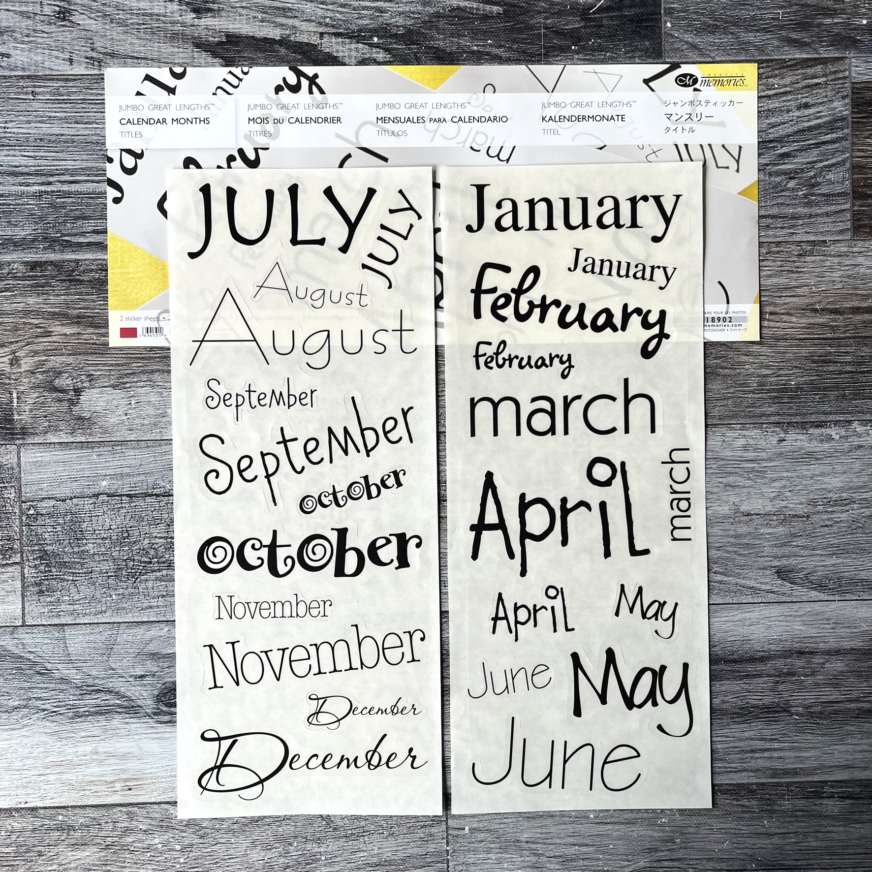 Jumbo Great Lengths Calendar Months Titles Stickers by Creative ...