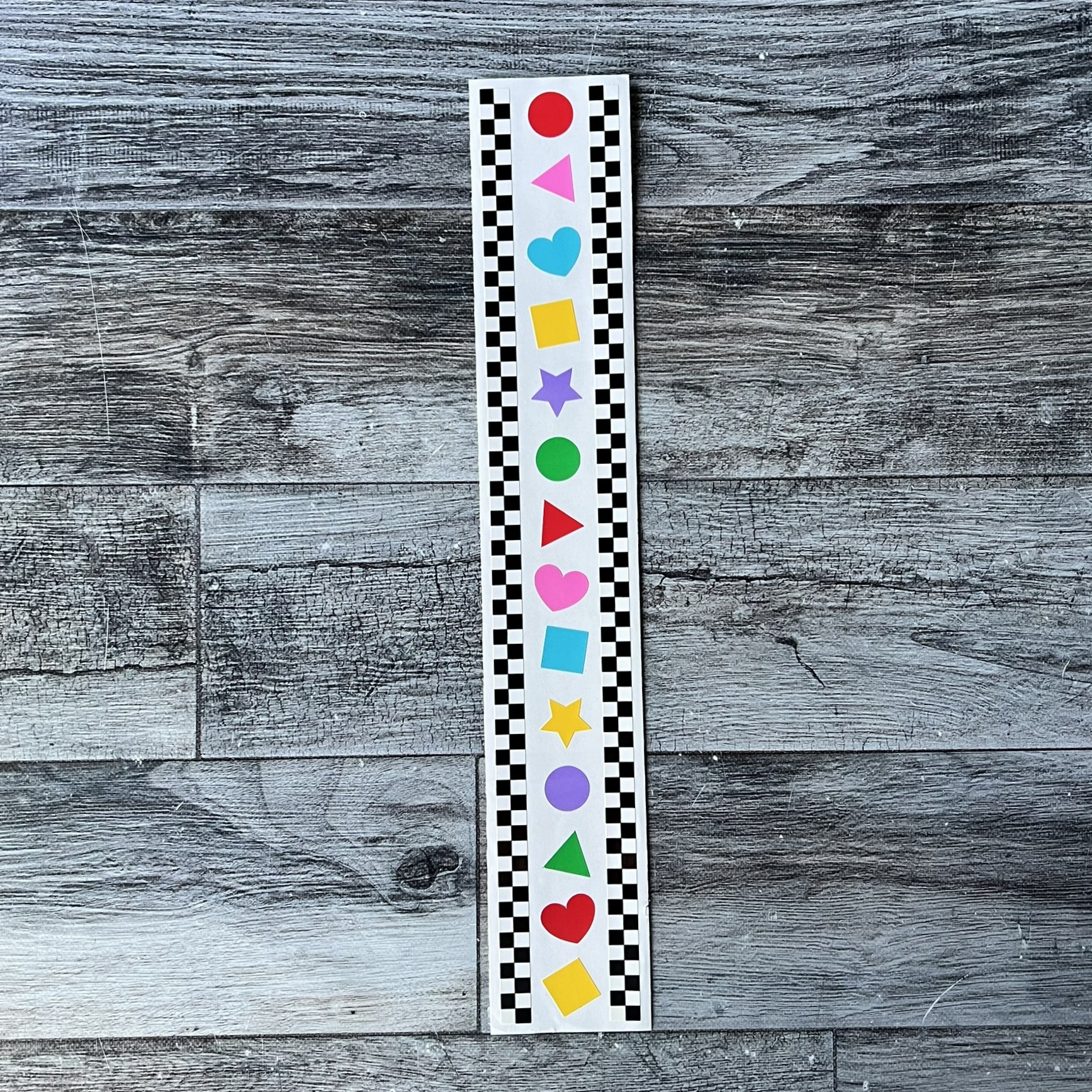 Mrs. Grossman's Checkered Border & Shapes Sticker Strip - Tessa Scrapbooks