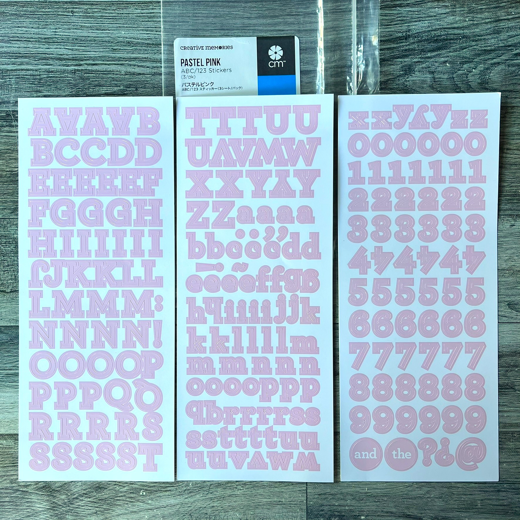 Pastel Pink ABC/123 Letter Stickers by Creative Memories - Tessa Scrapbooks