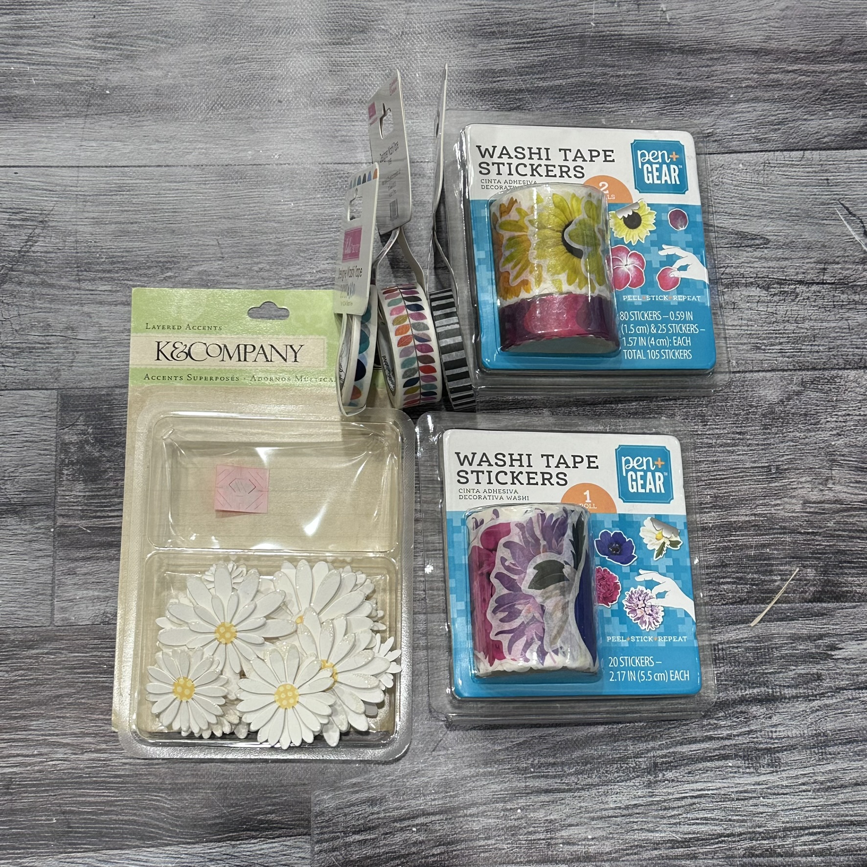 Lot of Washi Tape & Daisy Layered Stickers / Embellishments - Tessa ...