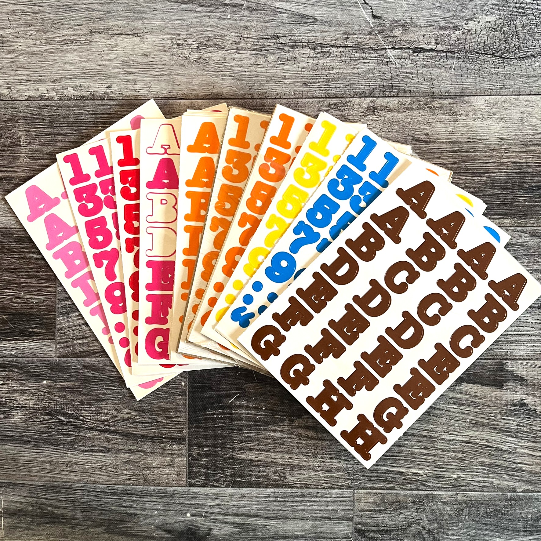 Lot of Bright Bold ABC/123 Stickers (Partial Packs) - Tessa Scrapbooks