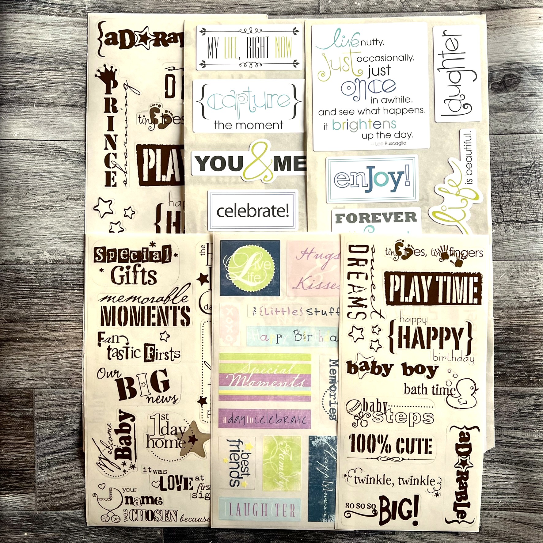 Baby Titles Stickers (6/pk) - Tessa Scrapbooks
