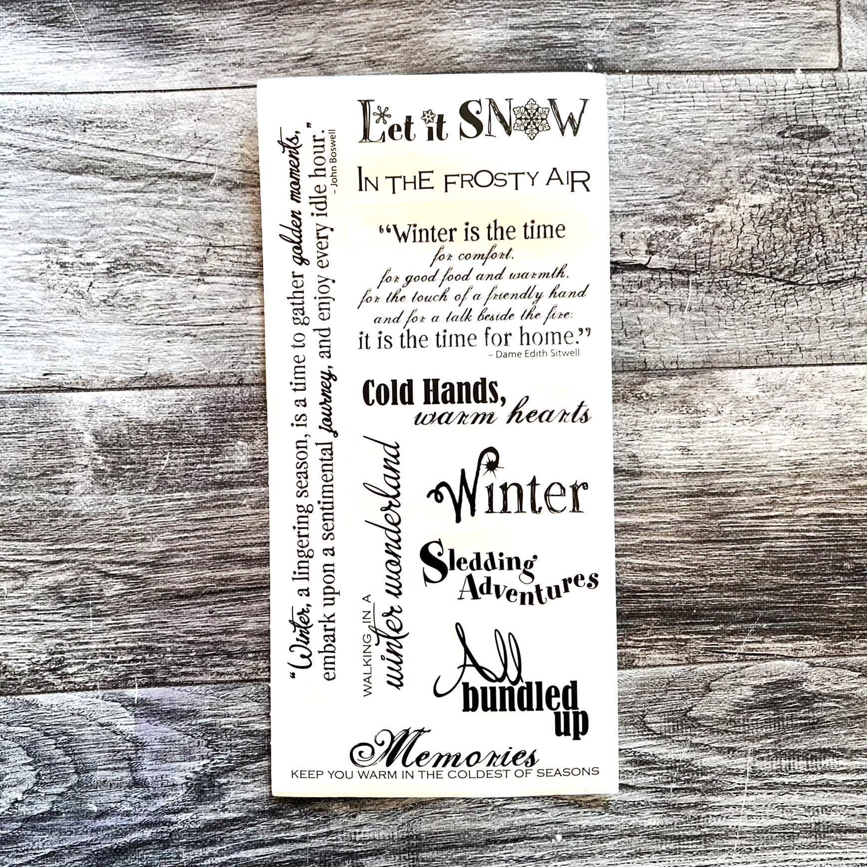 Winter Black & White Titles Single Sticker Sheet - Tessa Scrapbooks