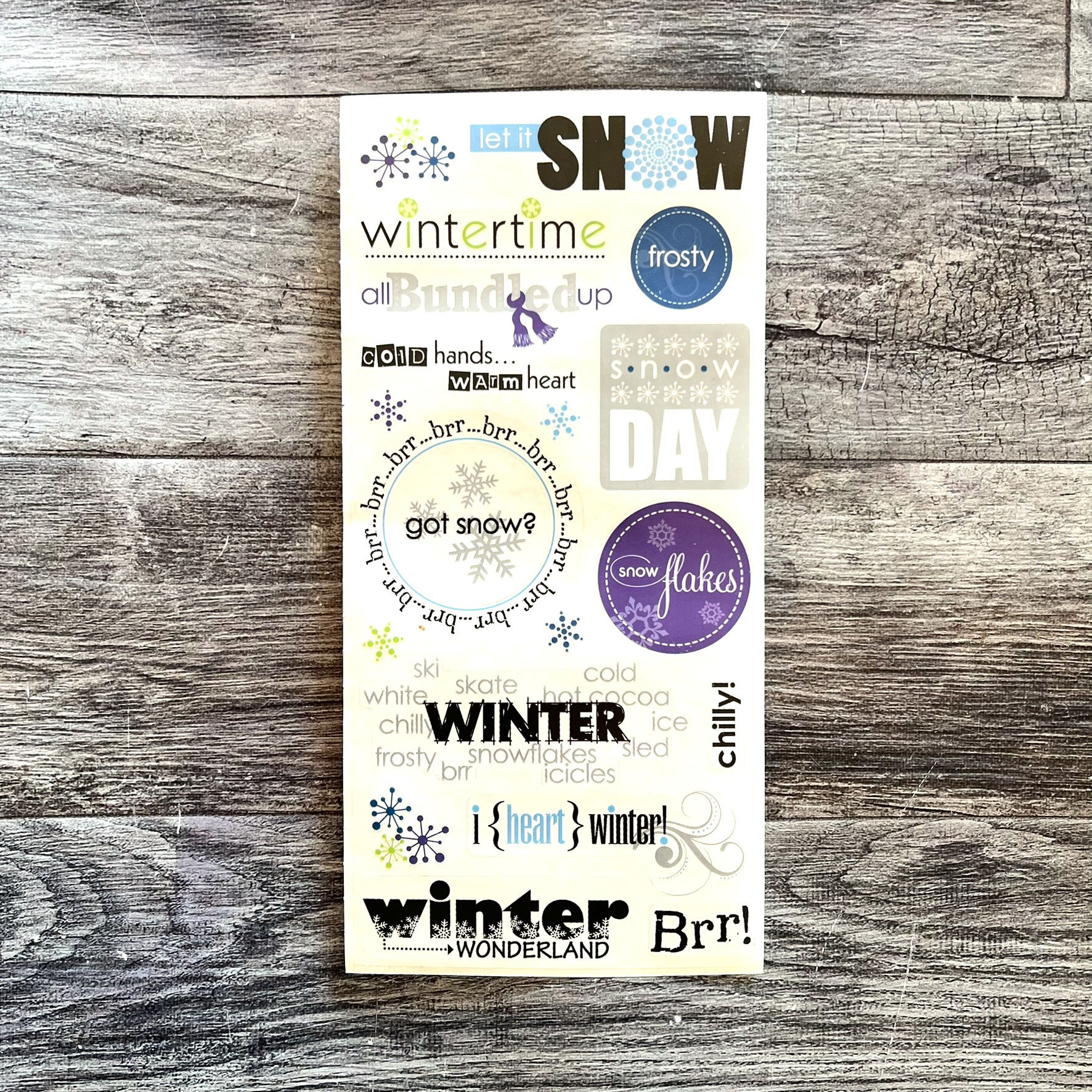 Wintertime Colored Titles Single Sticker Sheet - Tessa Scrapbooks