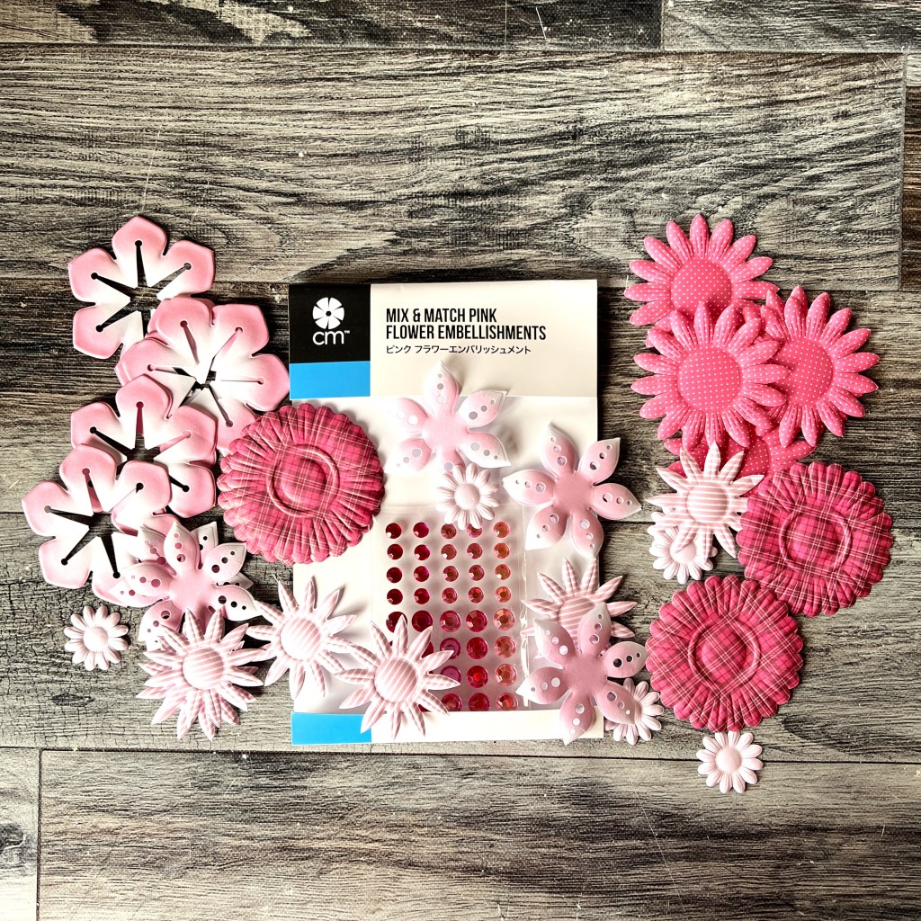 Mix and Match Pink Flower Embellishments - Tessa Scrapbooks